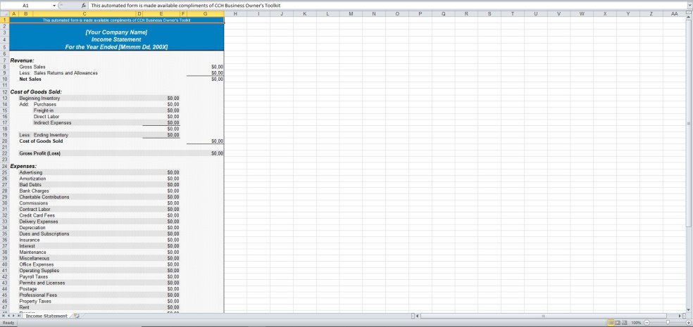 Income Statement Template in Excel - Eloquens
