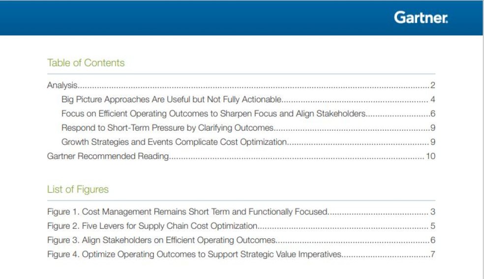 Gartner Research document - Focus on Operating Outcomes, Not Reduction ...