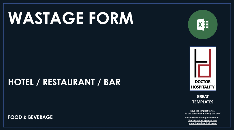 F&B WASTAGE REPORT DAILY RECORD FORM - Eloquens