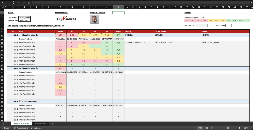 OKR (Objectives & Key Results) Template - Eloquens