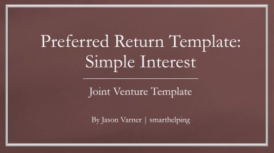 Preferred Return Calculator - Simple Interest with 3 Hurdles - Eloquens