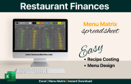 Menu Matrix FREE Version | Restaurant Finances & Food Costing Template ...