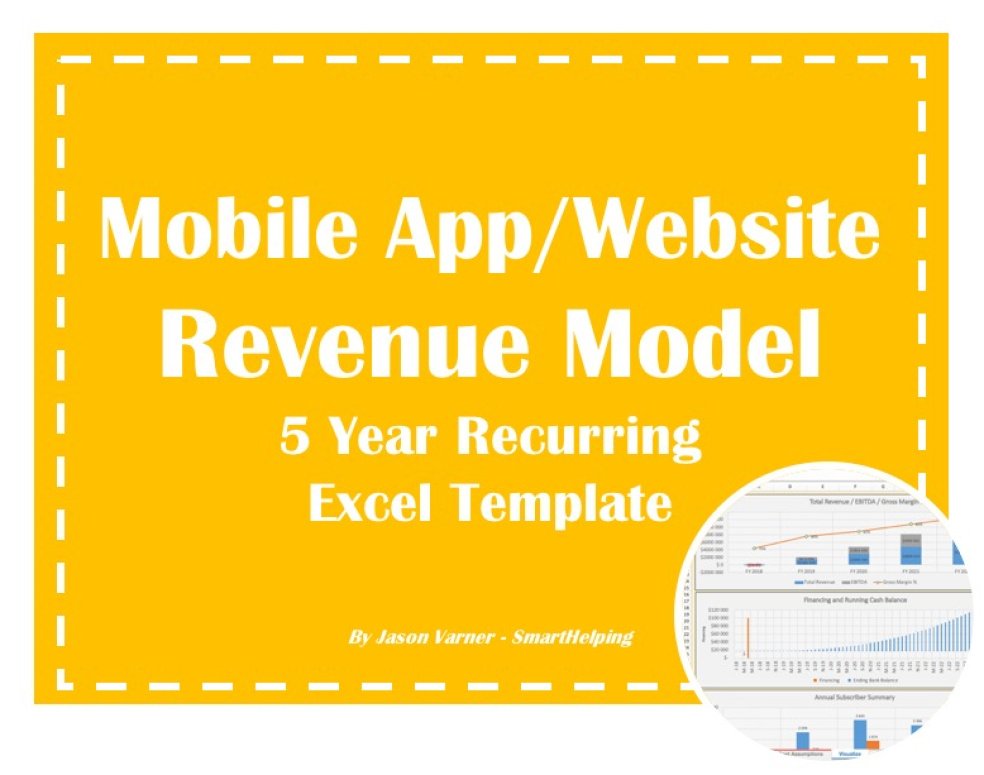 Mobile App / Website - 5 Year Recurring Revenue Excel Model Template ...