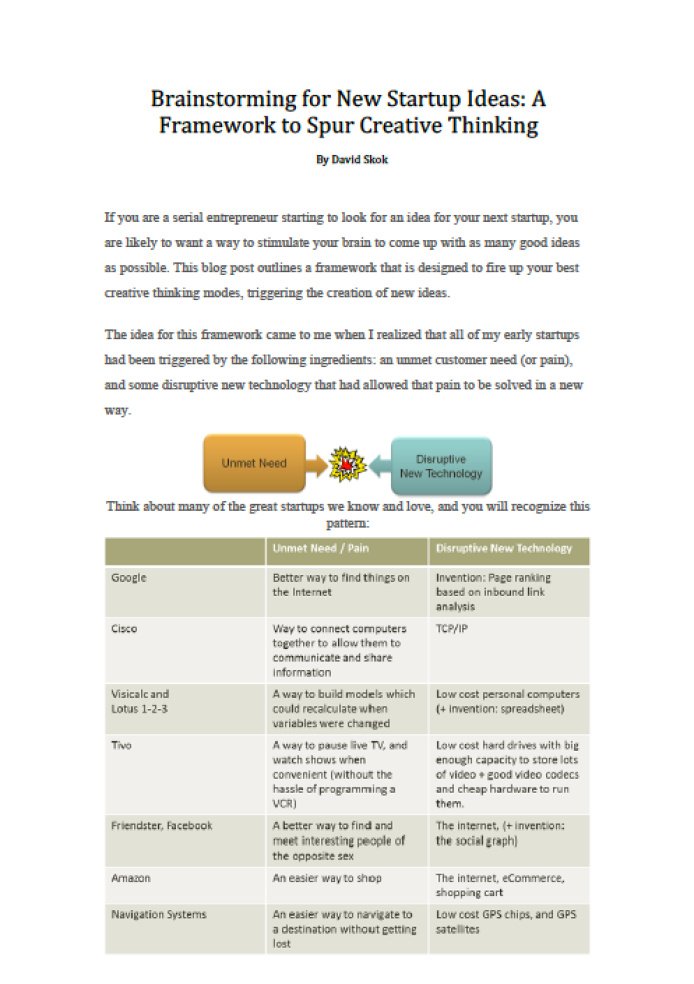 Brainstorming for New Startup Ideas: A Framework to Spur Creative ...