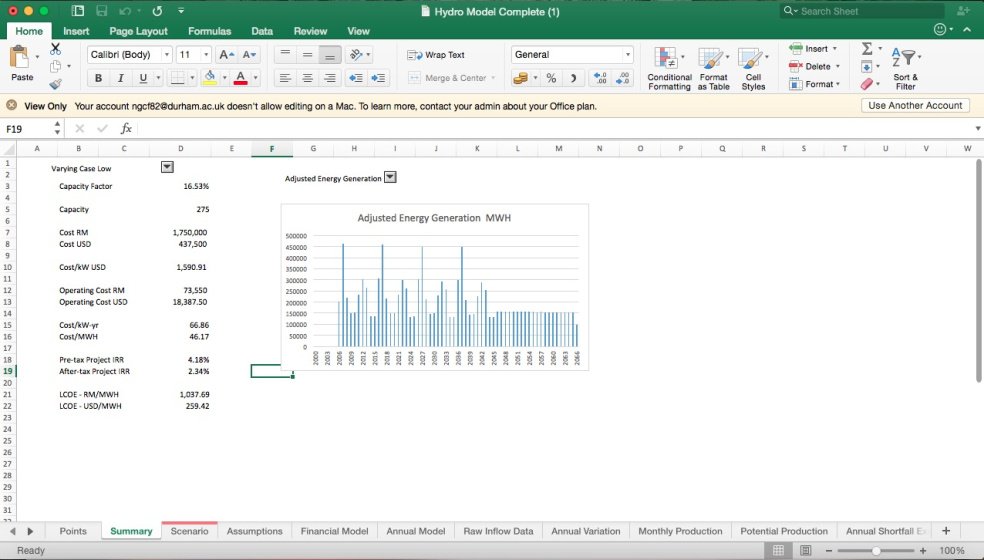 Hydro Excel Model - with Commodity Price Risk and Monte Carlo ...