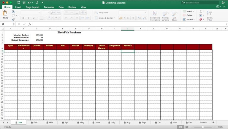 Declining Balance Worksheet - Eloquens