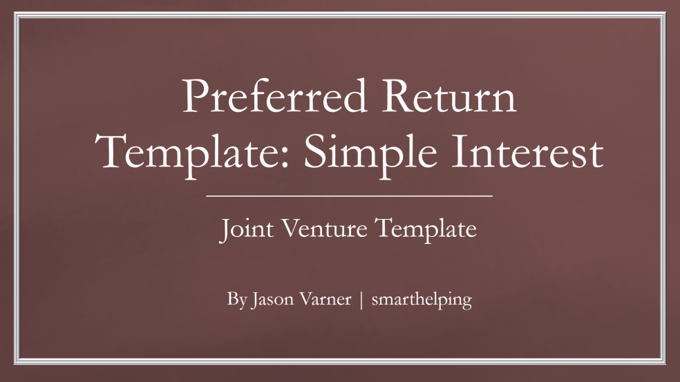 Preferred Return Calculator - Simple Interest with 3 Hurdles - Eloquens