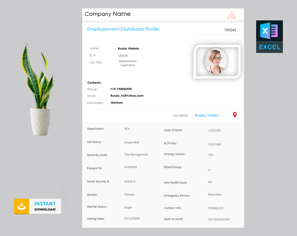 Employees Database template - Eloquens