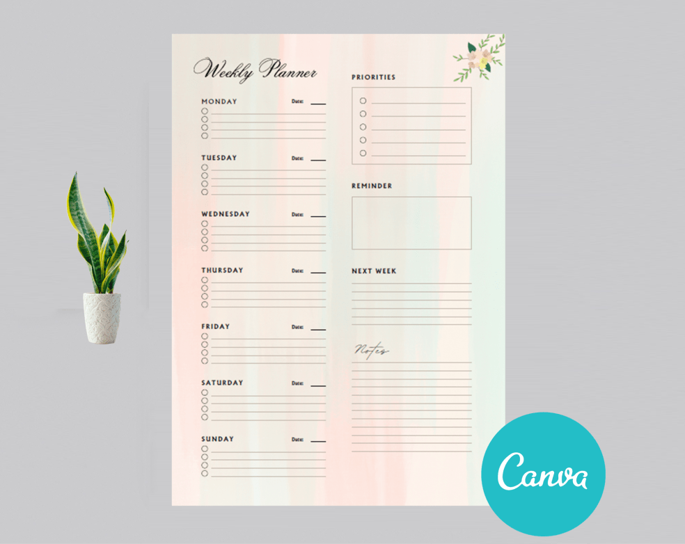 Weekly Planner Template - Eloquens