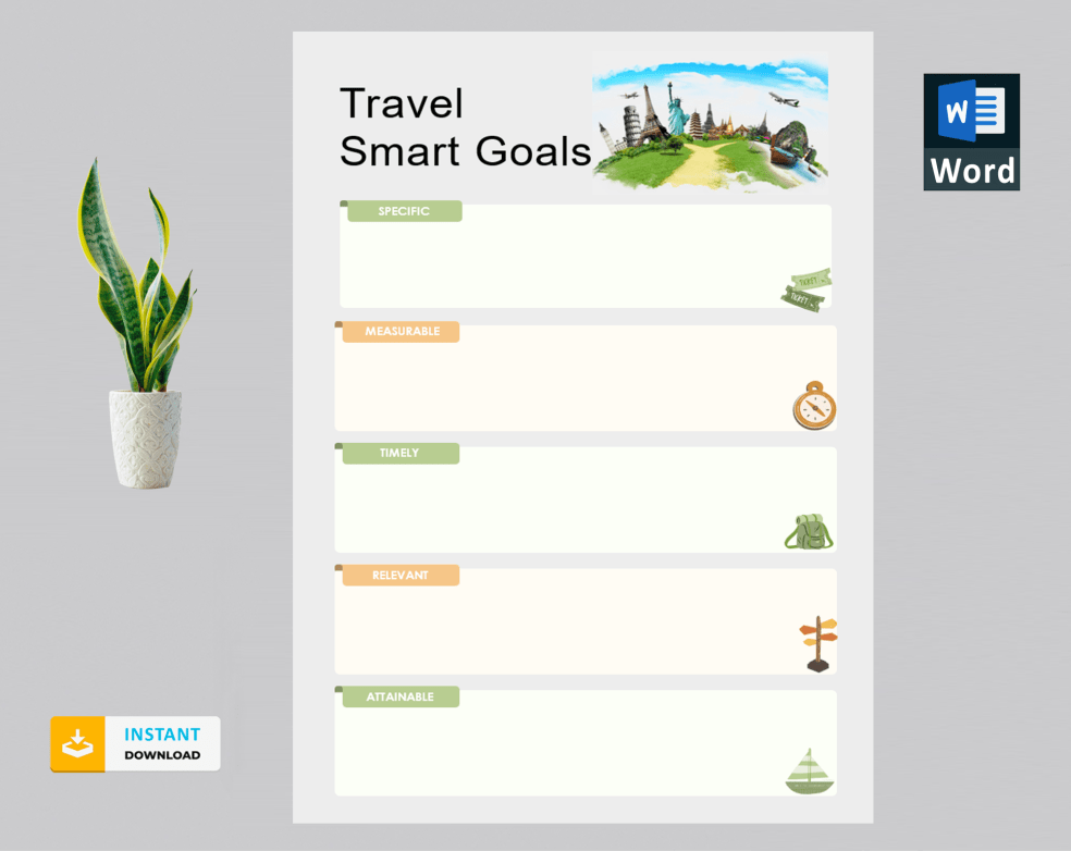 Travel smart goals template - Eloquens