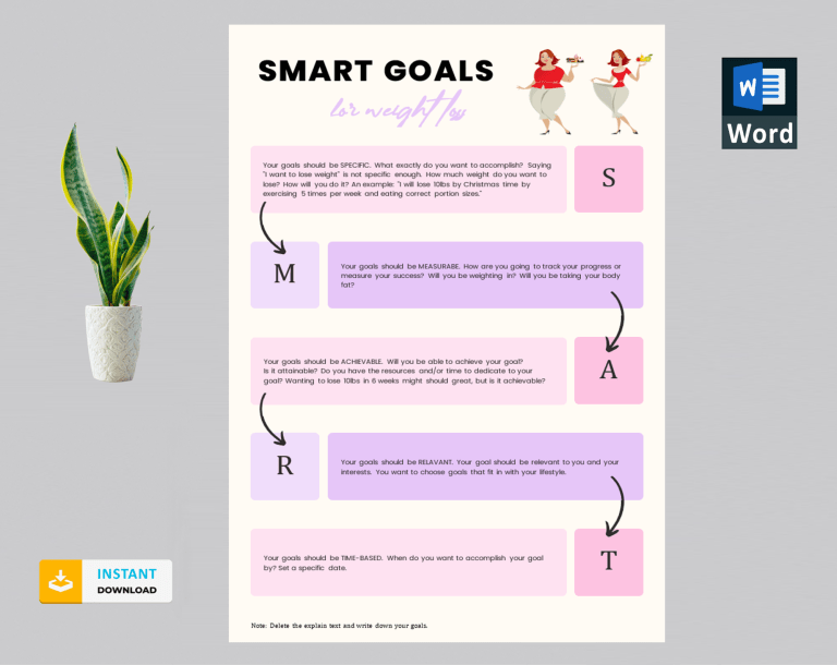 Smart goals for weight loss template - Eloquens