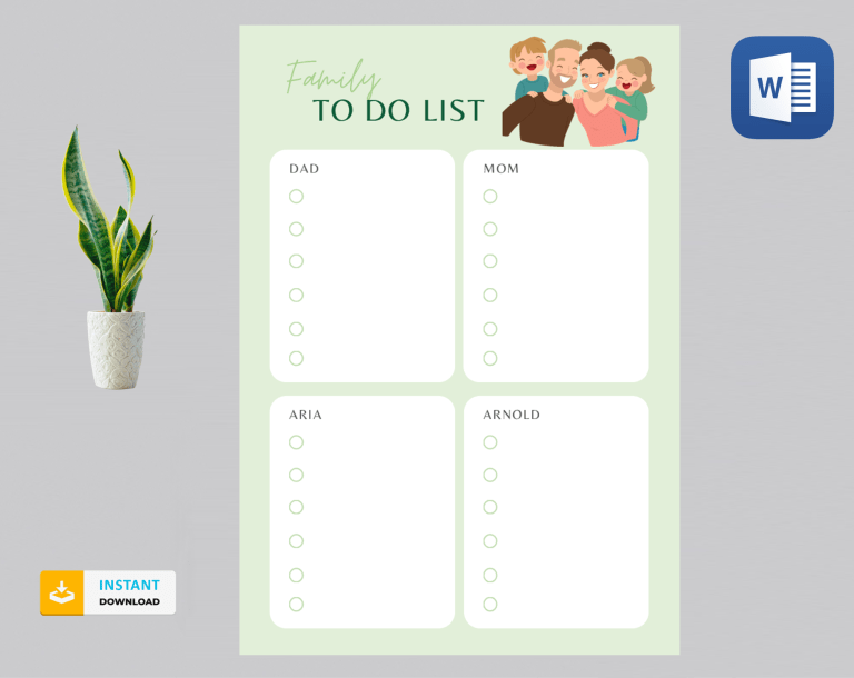Family to do list template - Eloquens