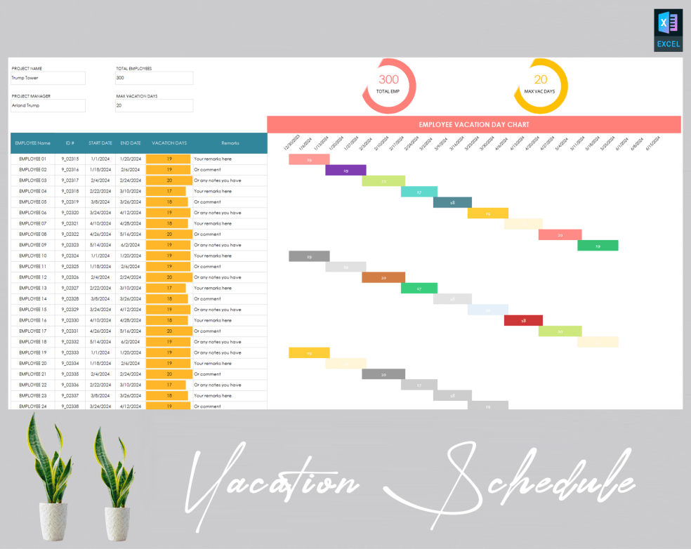 Employees Vacation Schedule Template - Eloquens