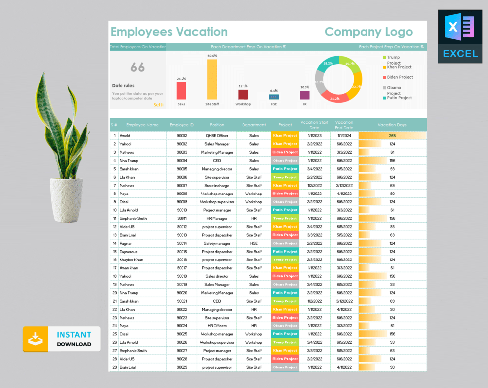 Employees Vacation Planning Template - Eloquens