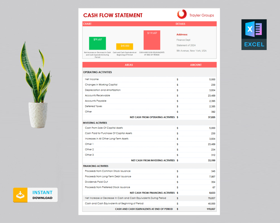 Cash Flow Statement Template - Eloquens