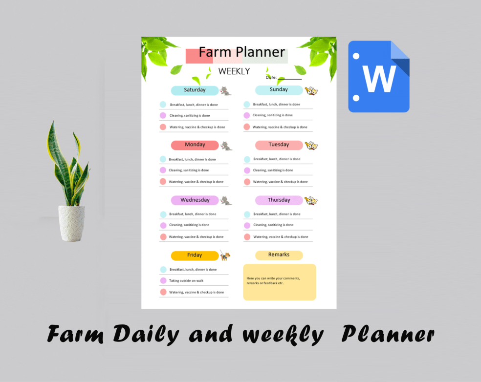 Farm Daily and weekly Planner - Eloquens