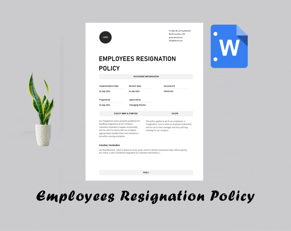 Employees Resignation Policy Template - Eloquens