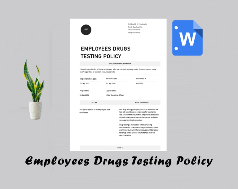 Employees Drugs Testing Policy Template - Eloquens