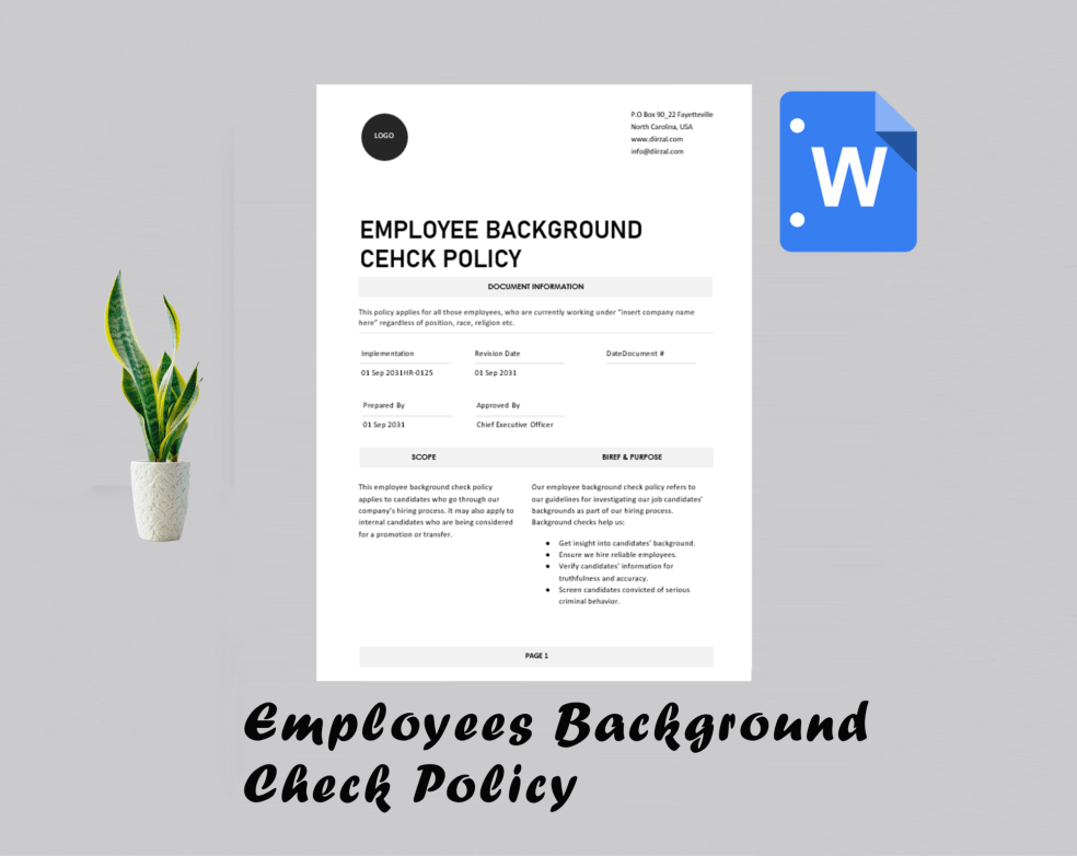 Employees Background Check Policy Template - Eloquens