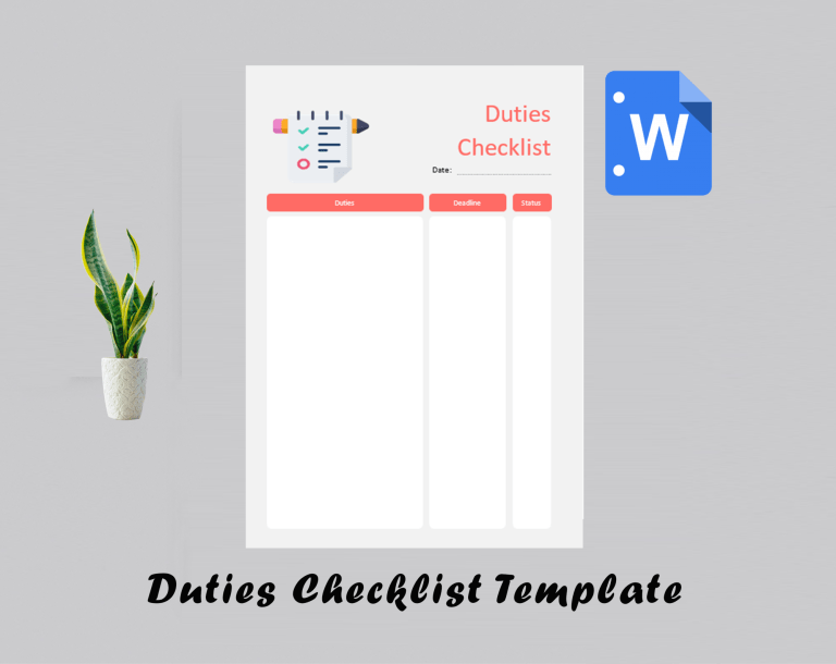 Duties Checklist Template - Eloquens