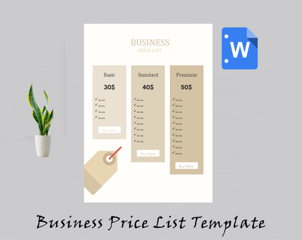 Business Price List Template - Eloquens
