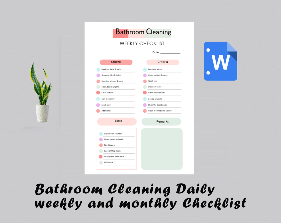 Bathroom Cleaning Daily weekly and monthly Checklist - Eloquens