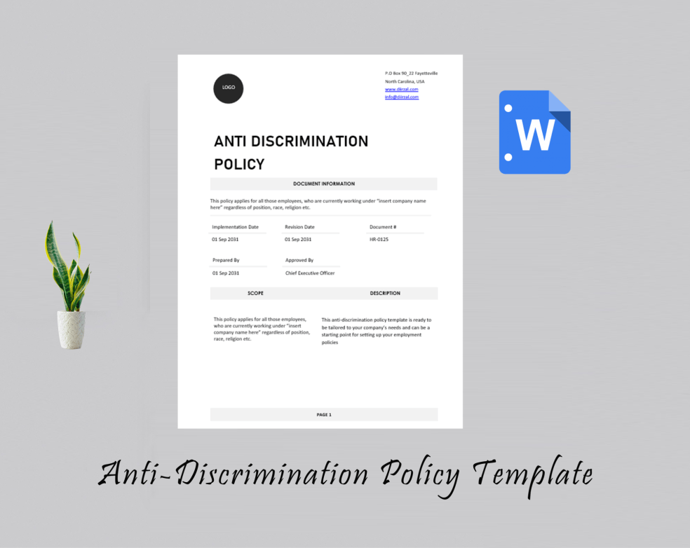 Anti-Discrimination Policy Template - Eloquens