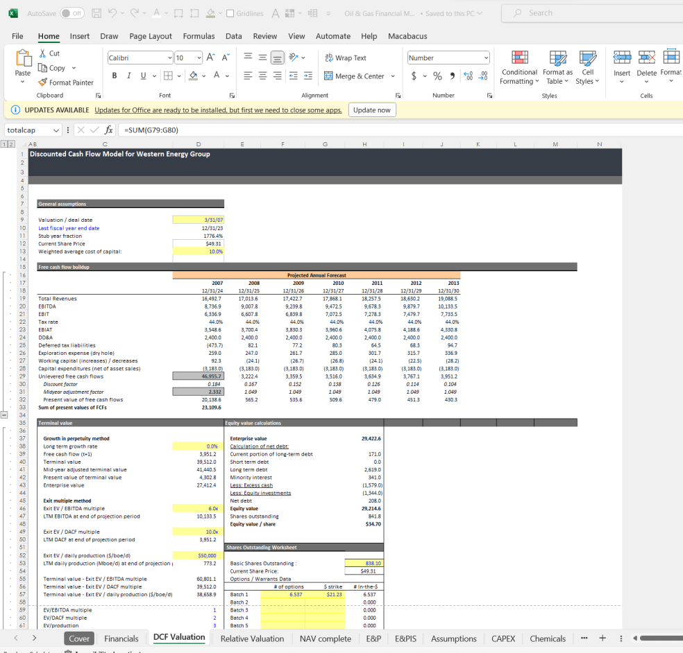 Oil & Gas Financial Model | Excel Template - Eloquens