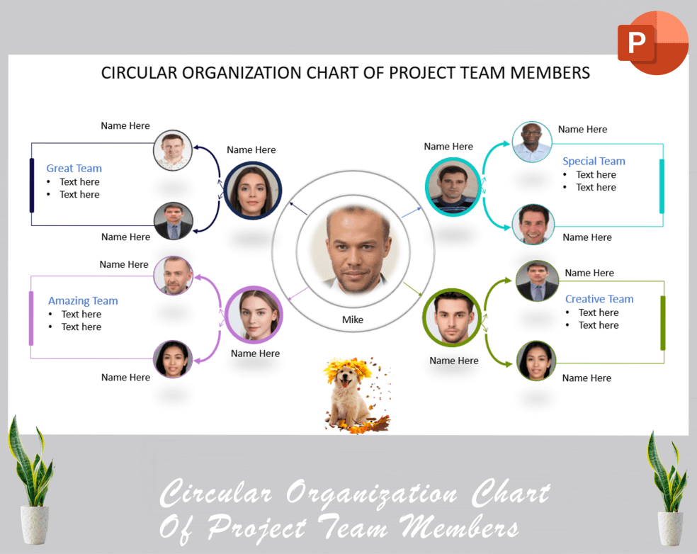 Circular organization chart of project team members - Eloquens