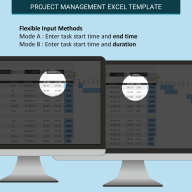 Hourly Planner Gantt Chart Excel Template, Project Management Excel ...
