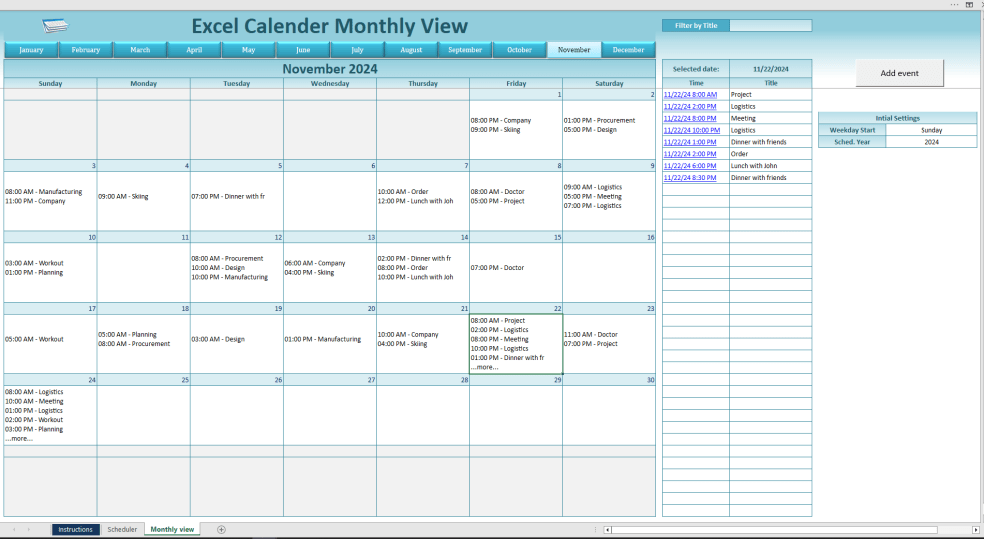 Dynamic Appointment Scheduler / Calendar Monthly View - Eloquens