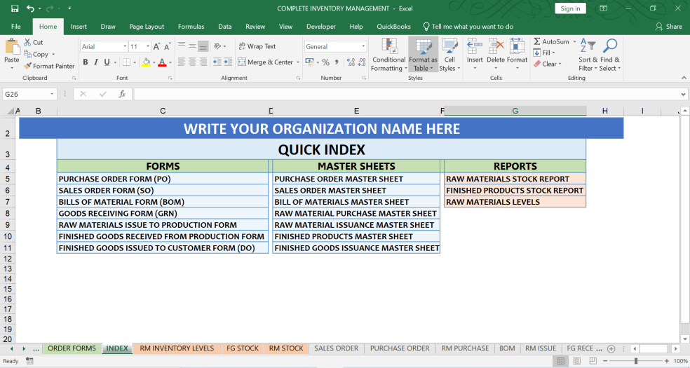 Automatic Inventory Management Module on MS Excel - Eloquens