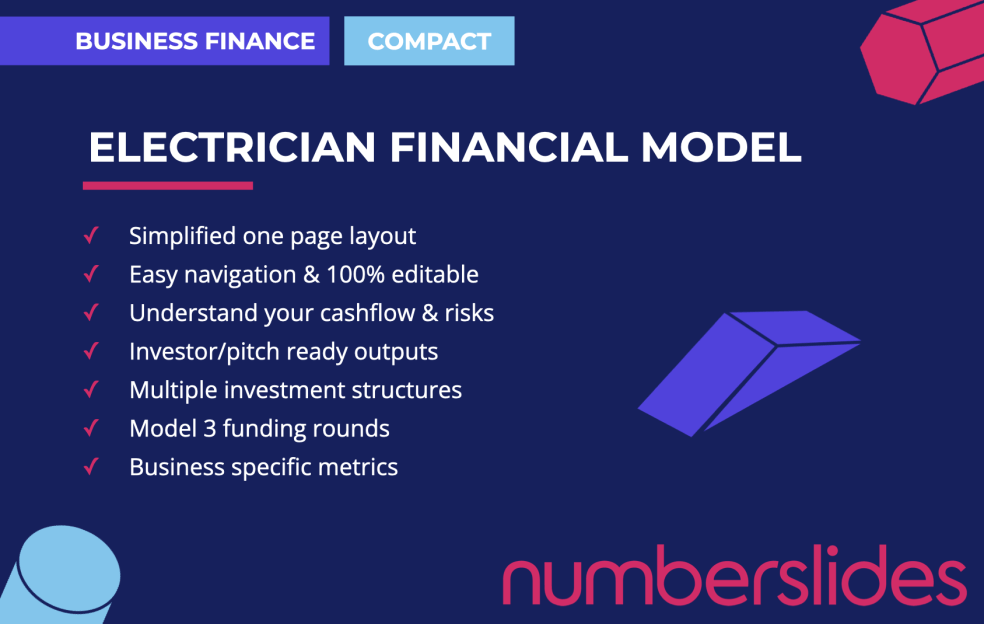 Electrician Business Financial Model Template - one page model - Eloquens