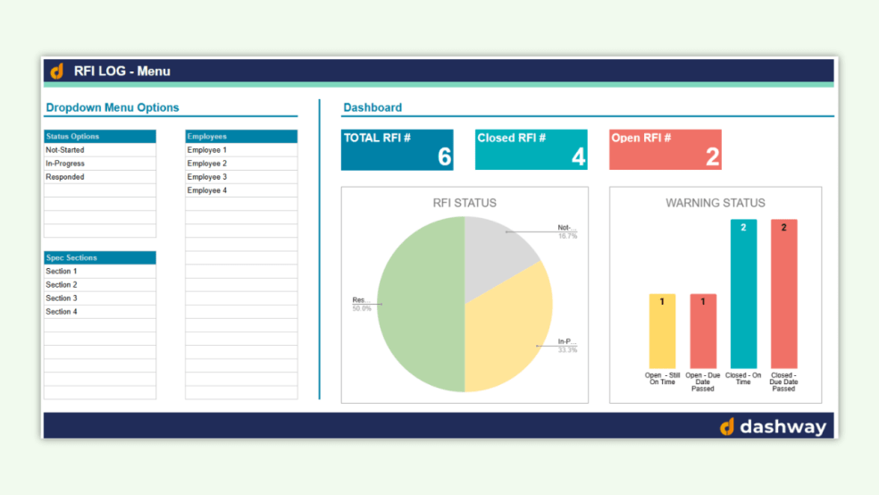 RFI Log Google Sheets Template | Request for Information Tracker ...