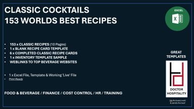 153 Classic Cocktail Recipes Spreadsheet. - Eloquens