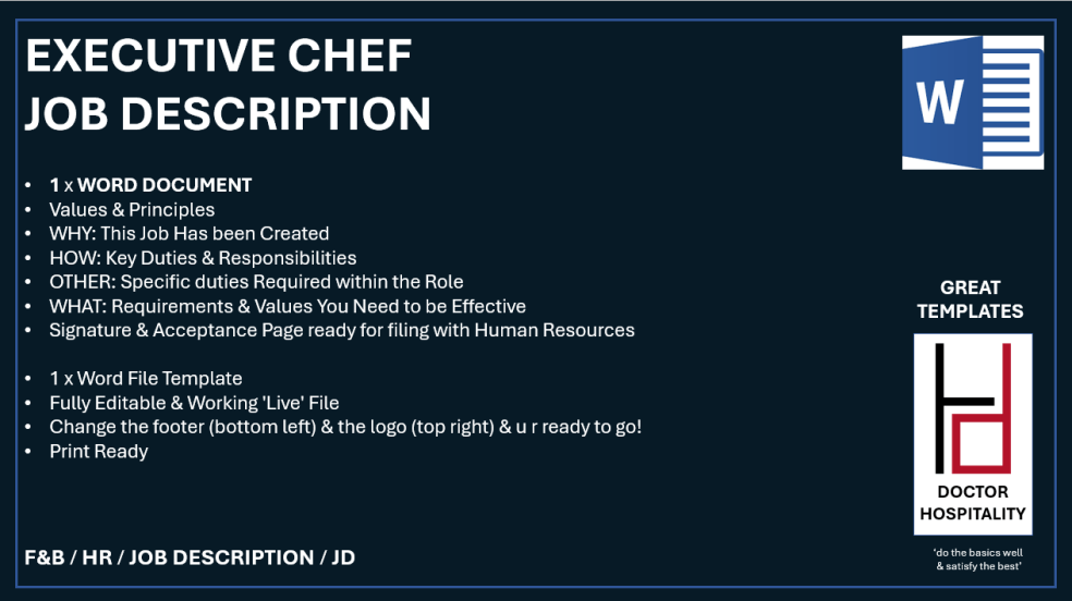 Job Description Executive Chef 2 - Word Document - Eloquens