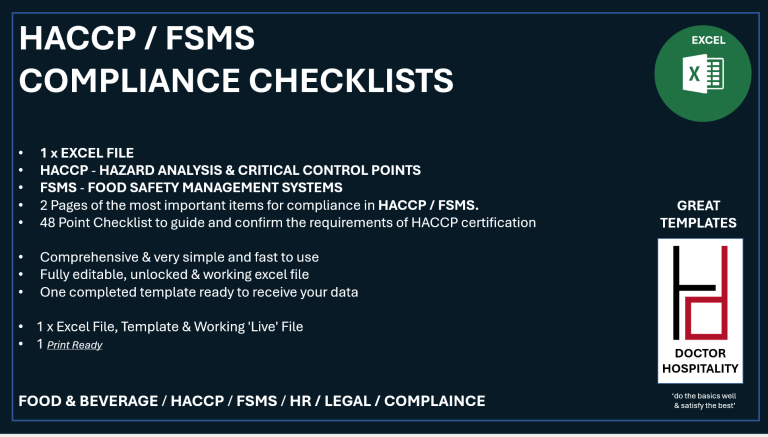 F&B HACCP FSMS - Food Safety Management System Checklist - Excel File ...