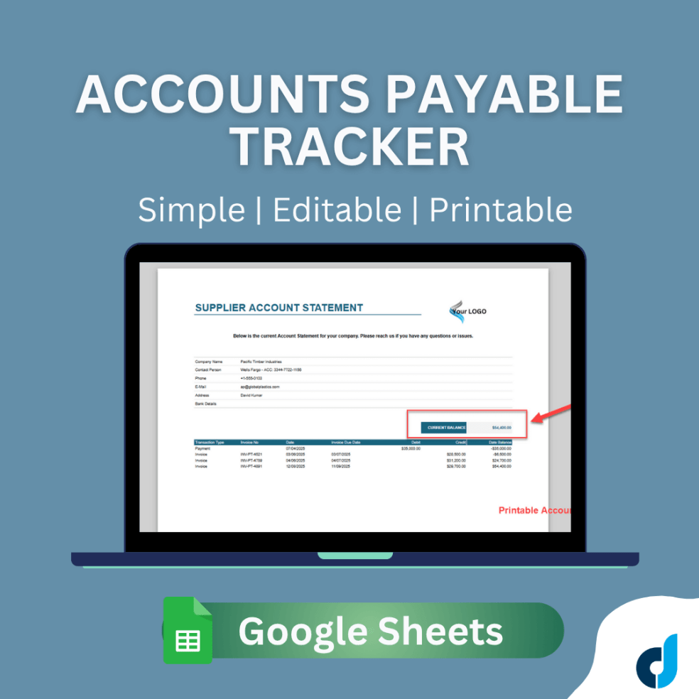 Accounts Payable Tracker - Google Sheets Template | Accounts Payable ...