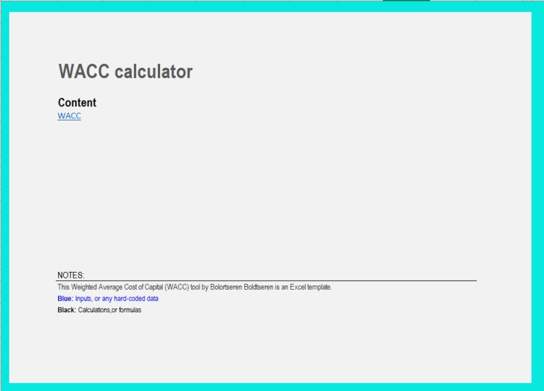 WACC (Weighted Average Cost of Capital) Excel calculator - Eloquens