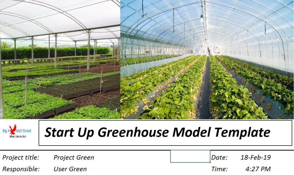 Greenhouse Start Up Excel Model Template - Eloquens