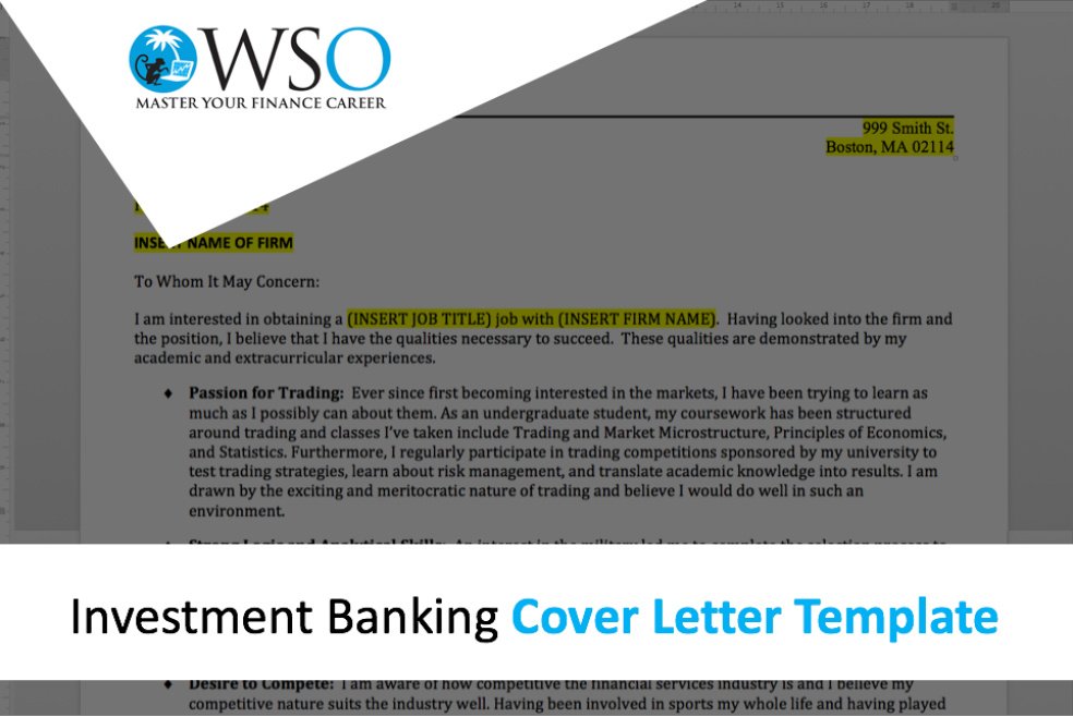 Investment Banking Cover Letter Template - Eloquens