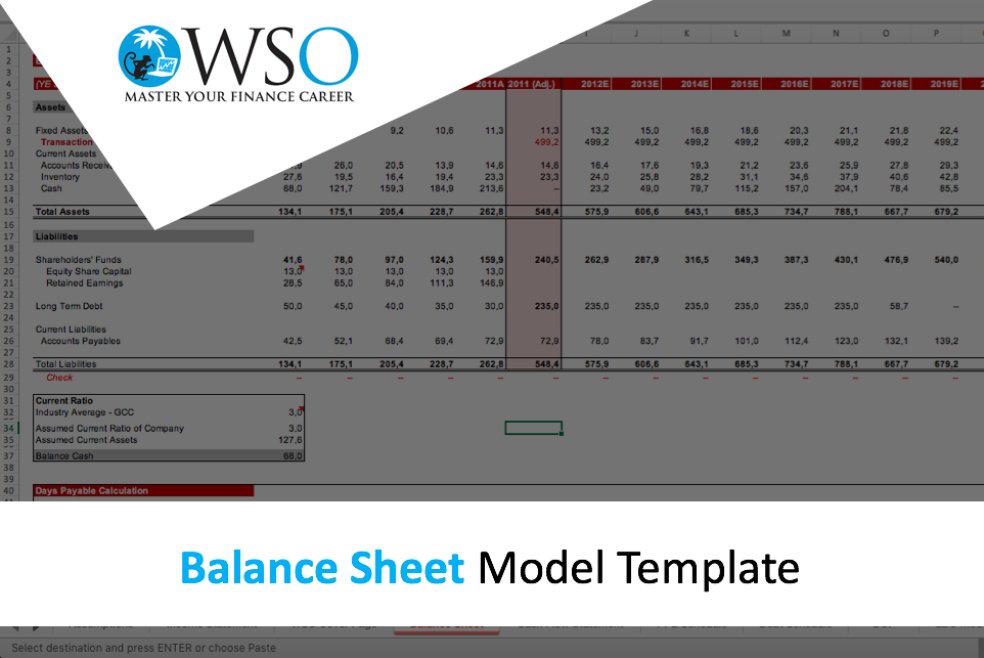 Balance Sheet - Excel Model Template - Eloquens