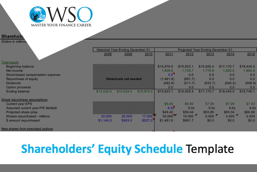 Shareholder's Equity Model - Excel Template - Eloquens