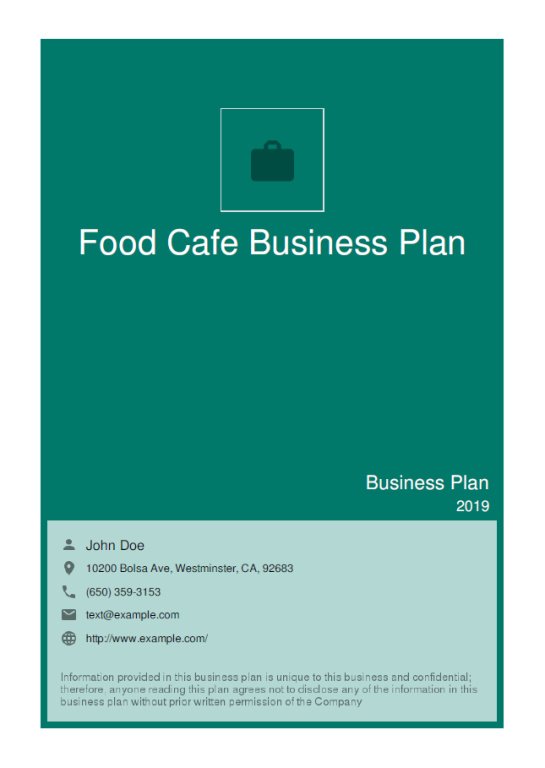 Food Cafe Business Plan Example - Eloquens
