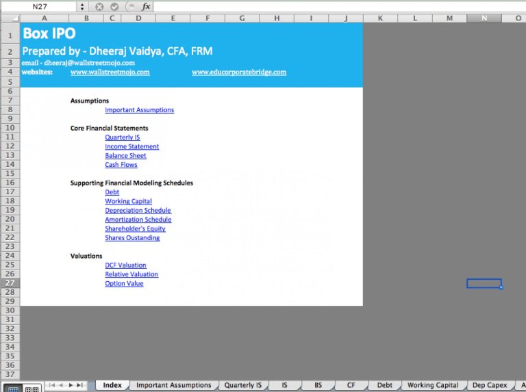 Box IPO - Initial Public Offering - Excel Valuation Model - Eloquens