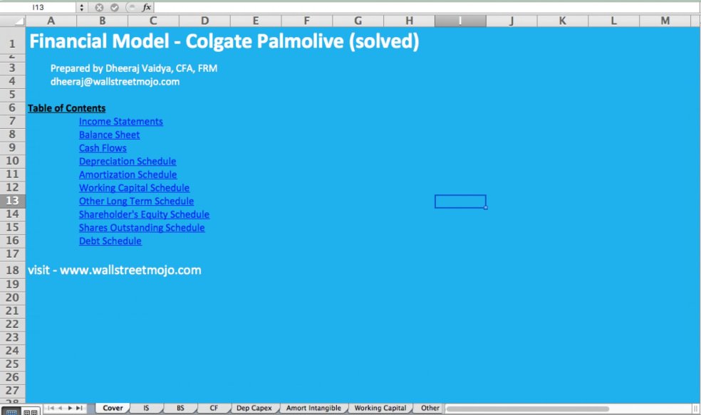 Colgate Excel Financial Model Template - Eloquens