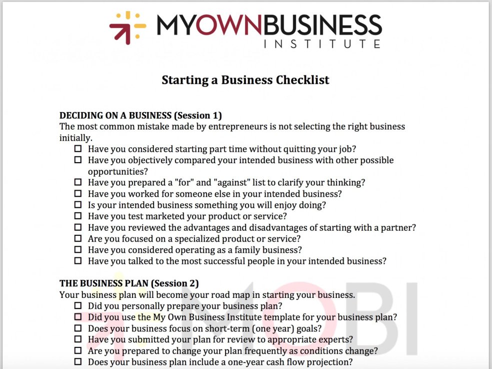 Starting a Business Checklist - Eloquens