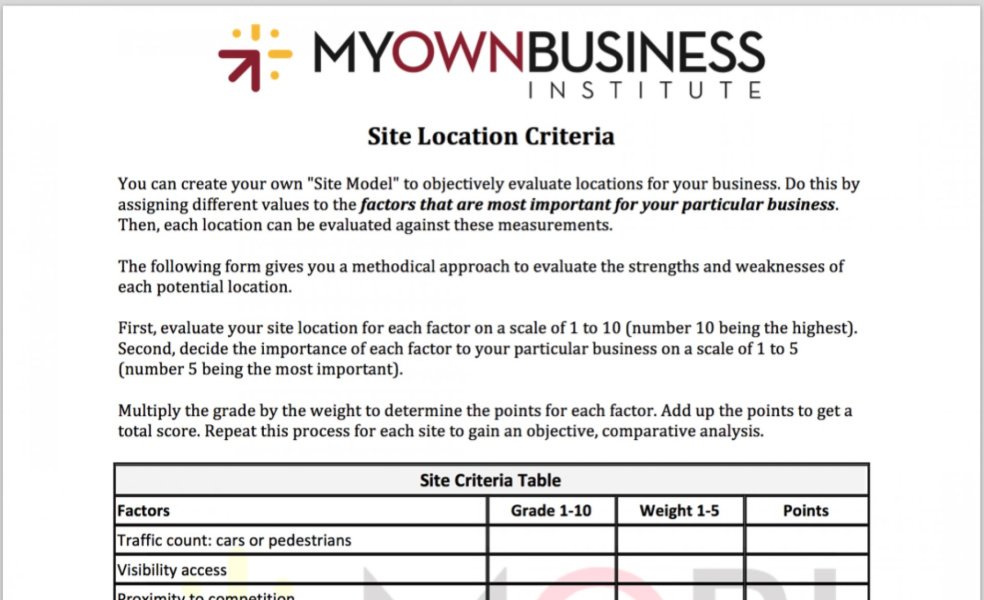 Business Site Location Criteria - Eloquens