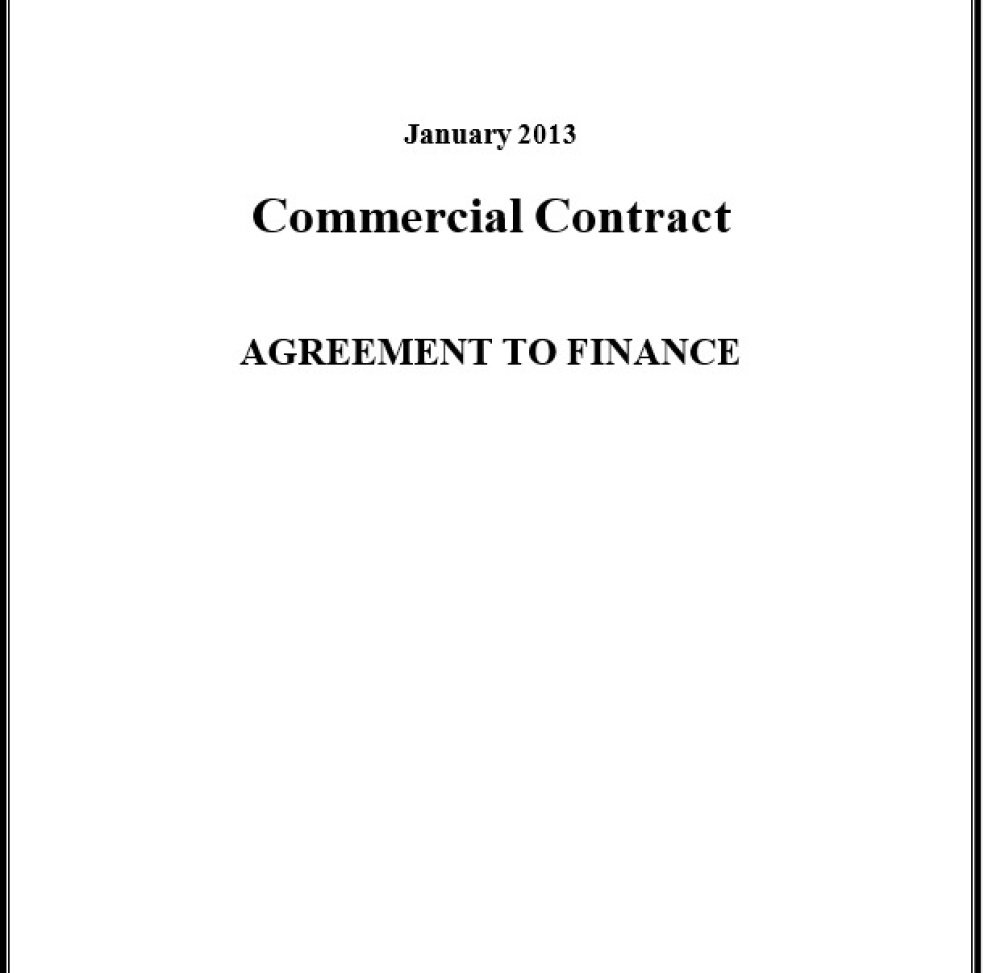 Contract Template : Traditional Banking - Agreement To Finance - Eloquens