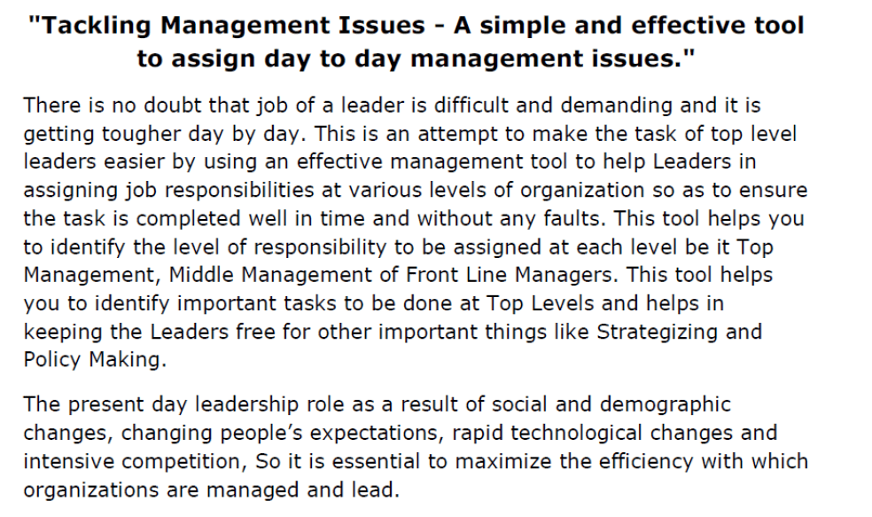 Tackling Management Issues - A simple and effective tool to assign day ...